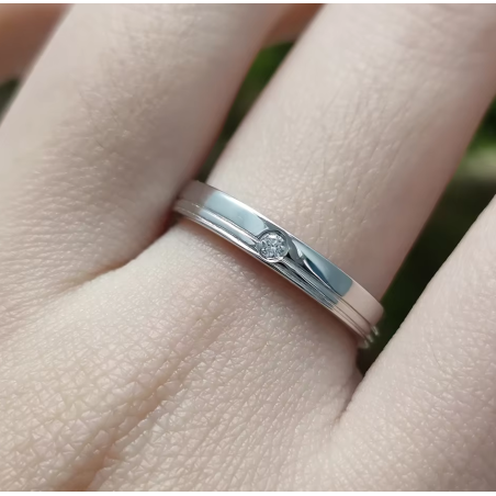 хуримын хос бөгж моиссанит алмаз 18К цагаан алтаар бүрсэн